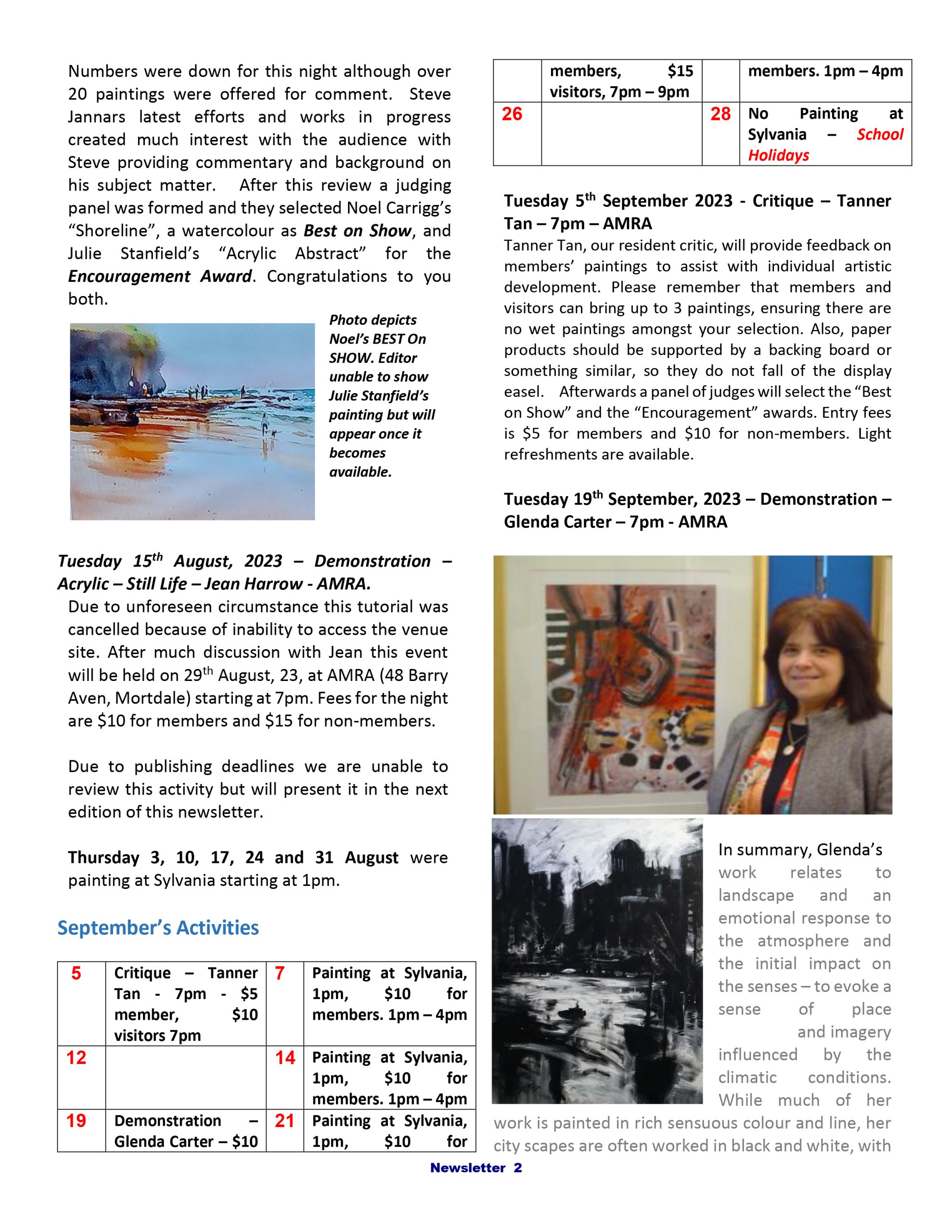 Our Newsletters – Southern Cross Art Group Inc